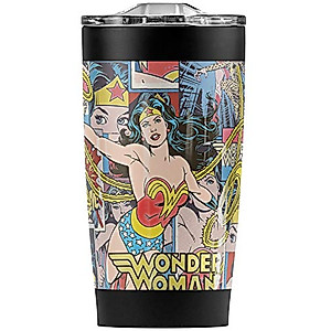 Logovision Wonder Woman Wonder Collage Stainless Steel Tumbler 20 oz Coffee Travel Mug/Cup, Vacuum Insulated & Double Wall with Leakproof Sliding Lid | Great for Hot Drinks and Cold Beverages