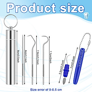 Honeydak 5 Pieces Dental Tools Travel Dental Pick Metal Tooth Scraper Professional Stainless Steel Teeth Cleaning Tools with Holder Case Portable Toothpick to Remove Plaque Toothpicks