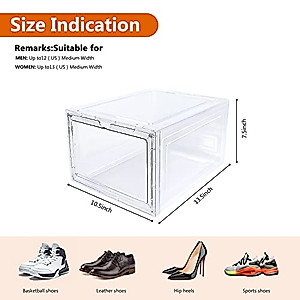 THESEATOP Shoe Organizer Boxes,6 Pack Shoe Storage Boxes Clear Plastic Stackable,Shoe Organizer Box,Shoe Containers for Sneaker Storage Up to US Size 12 (Clear)