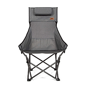 MacSports XP High-Back Folding Camping Chair | Outdoor Back/Lumbar Support, Lightweight (Weighs Under 6lbs), Heavy Duty (Supports 225lbs), for Camping Hiking Gaming Backpacking Sports Hunting (Gray)