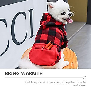 generic Christmas Plaid Dog Hoodie Soft Warm Pet Clothes with Hat - Dog Sweater with Pocket Puppy Sweatshirt Dog Winter Clothes Hooded Coat for Dogs Puppy Cats Kitten - Size XS