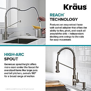 Kraus KSF-1610SFS Bolden Touchless Sensor Commercial Pull-Down Single Handle 18-Inch Kitchen Faucet, Spot Free Stainless Steel