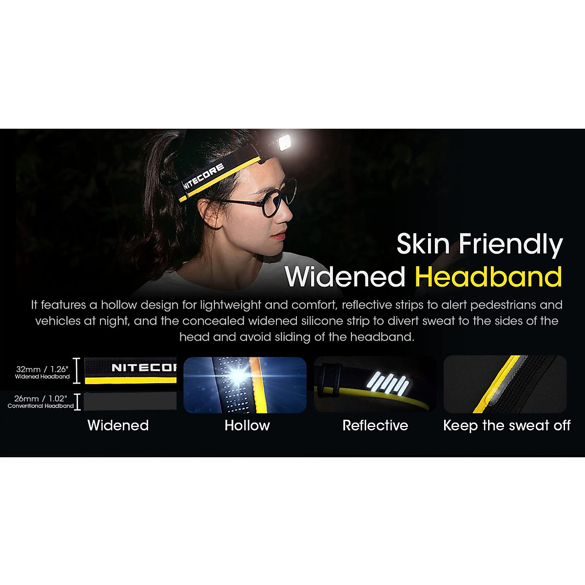 Nitecore NU43 Rechargeable Headlamp, 1400 lumens USB-C Bright Lightweight for Camping, Running, or Working, with Spotlight, Floodlight, Red Light