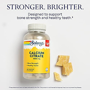 Solaray Calcium Citrate 1000mg, Chelated Calcium Supplement for Bone Strength, Healthy Teeth & Nerve, Muscle & Heart Function Support, Easy to Digest, 60-Day Guarantee, Vegan (68 Serv, 275 Count)