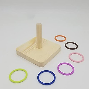 YANQIN Parrot Trick Training Toys, Bird Tabletop Toys, Training Stacking Color Ring Toys Sets for Small and Medium Birds Parrots Budgie Cockatiel Parakeet (with 6 Rings)