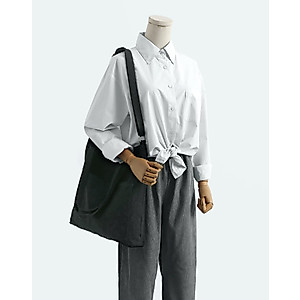 Jeelow 16oz Heavy Duty Canvas Tote Bag Crossbody Shoulder Handbag for Men & Women Washed Cotton Adjustable Strap Multiple Pockets (Black 2 Way)