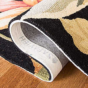 SAFAVIEH Chelsea Collection 8' Round Black HK212B Hand-Hooked French Country Wool Area Rug