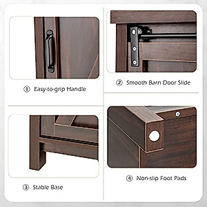 Giantex Buffet Sideboard, Kitchen Storage Cabinet with Sliding Barn Door, Farmhouse Coffee Bar Station, Stationary Island for Dining Room Console Table Entryway Living Room (Rustic Brown)