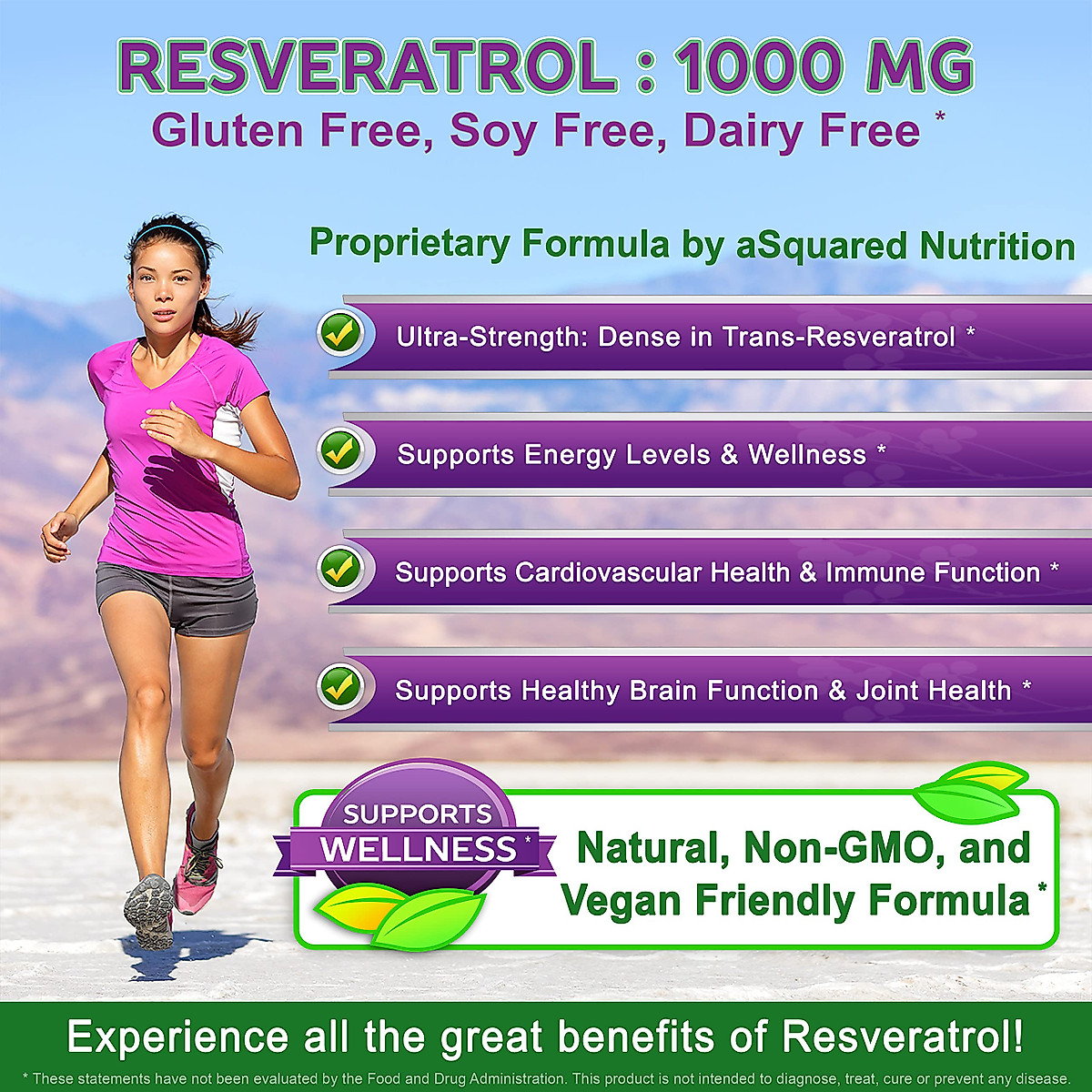 100% Natural Resveratrol - 1000mg Per Serving Max Strength (180 Capsules) Antioxidant Supplement, Trans-Resveratrol Pills for Heart Health & Pure, Polyphenols