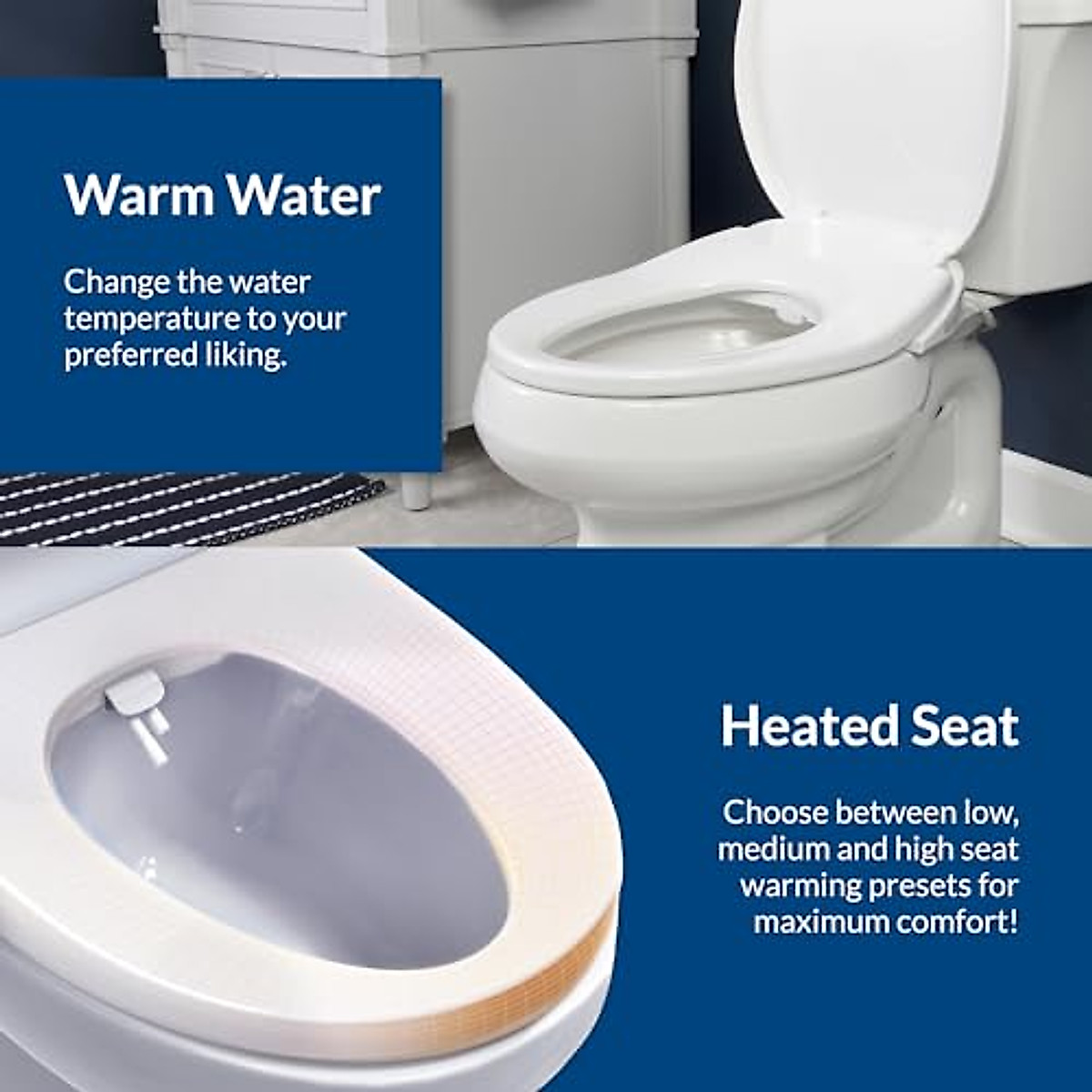 Bio Bidet 7ZBB500E BB500 Low Profile Electric Bidet Toilet Warm Water, Heated Seat and Set of 6 Drying Towelettes, Elongated, White