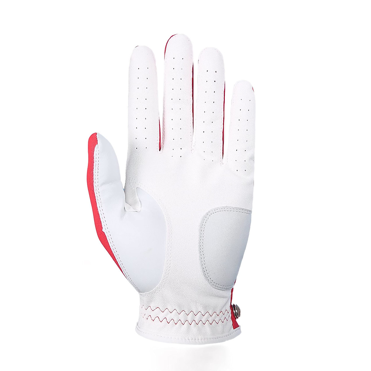 SIMPLE SYMBOL Men's Golf Glove Premium Synthetic Leather,Stable Grip,Six Pack（Left is Wear on Left Hand,Right is Wear on Right Hand） Four Colors to Choose from White/Sky/Beige/Red(Red,L,Right)