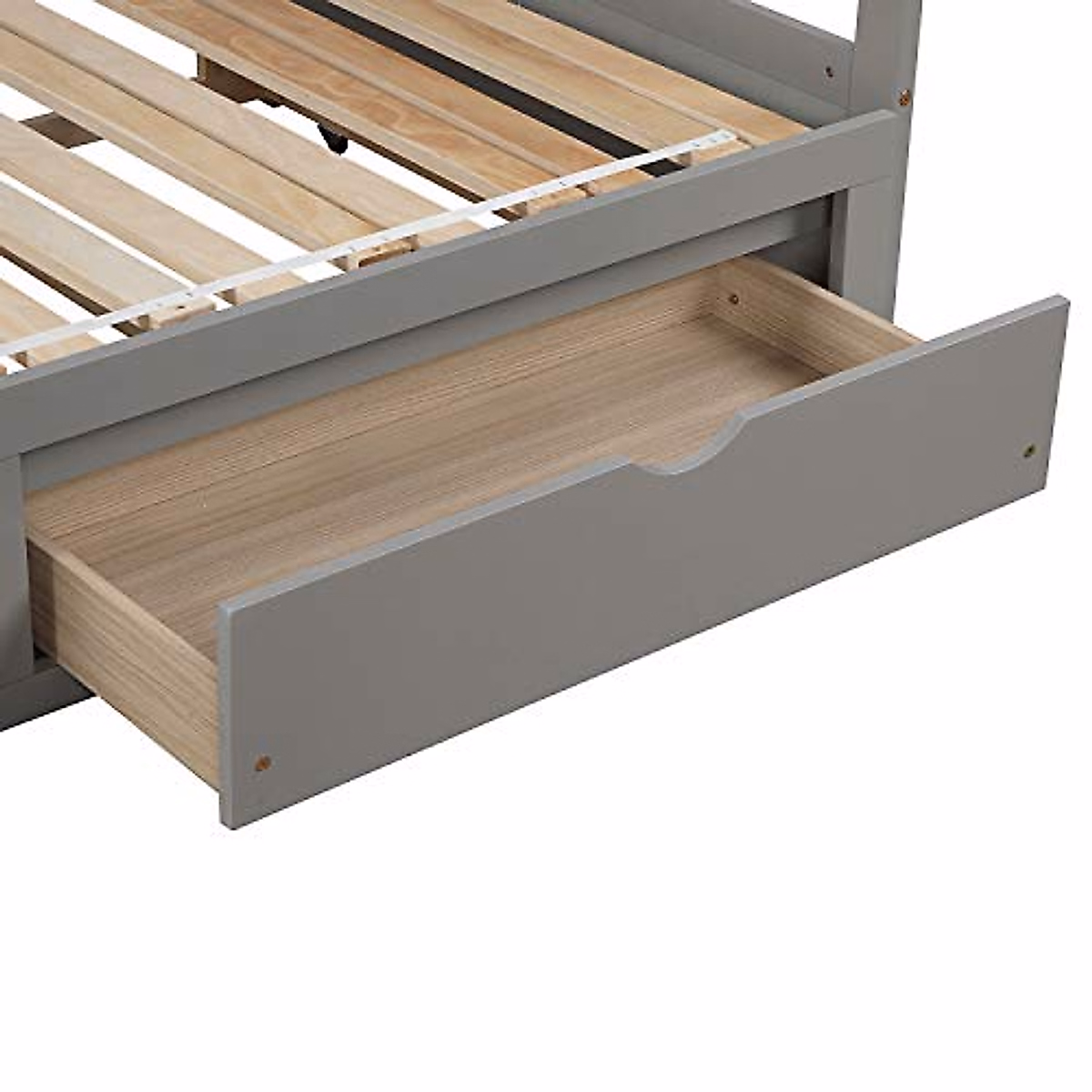 DANGRUUT Upgraded Version Wooden Daybed with Trundle Bed and Two Storage Drawers, Luxurious Bed Daybed Can be Extendable from Twin Size to King Size, Sofa Bed for Bedroom Living Room (Grey)