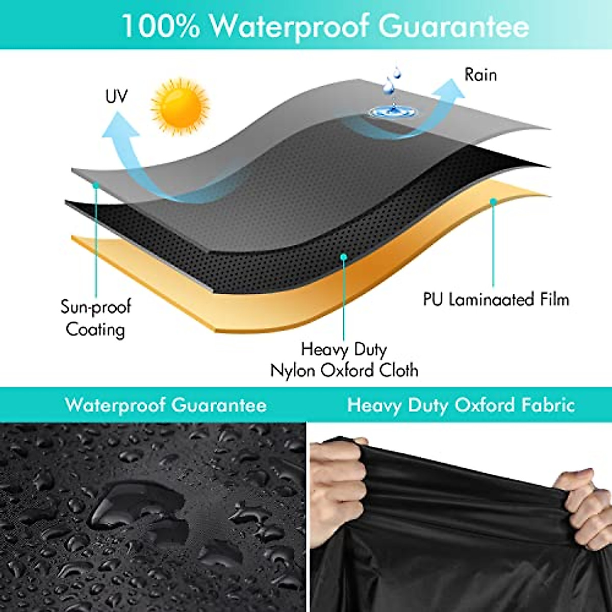 WLEAFJ Patio Chaise Lounge Cover Waterproof, Heavy Duty Outdoor Lounge Chair Covers, Black Durable Patio Furniture Covers, 86L x 34W x 32H inch