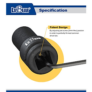 LABEAR TOOL Impact Wrench Adapter, 1/2" Drive Female to 1/4" Hex Converter, Quick Release, Quick Change Chuck, Square to Hex Bit Adapter, Impact Drill Adapter, Cr-Mo Steel Ratchet Wrenches Drivers