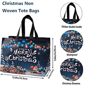 ToolValtz 24 Pack Christmas Gift Bags, Christmas Tote Bags with Handles, Reusable Non-Woven Christmas Treat Bags for Gift Wrapping, Shopping,Xmas Holiday Party Supplies Decor, 12.8×9.8×6.7"