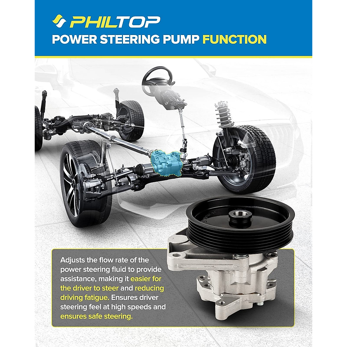 PHILTOP Power Steering Pump 21-120 for E350 2007-2009, GL450 2007-2012, ML350 2006-2009, S550 2007-2009, ML350 4Matic/Base 2010-2011, R350 2006-2009, CLS550 2007-2011, GL550 2008-2012, ML550 2008-2011