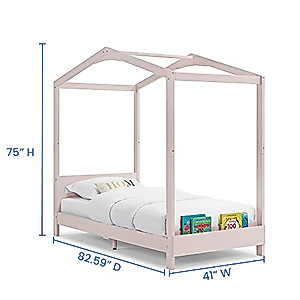 Delta Children Poppy House Wood Twin Bed, Platform Bed - No Box Spring Needed, Blush Pink