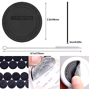 20 Pcs Rubber Bottoms for Sublimation Tumblers (2.2 Inch / 56mm), with 2 Cleaning Brush, Protective Anti-Slip Silicone Bottoms with Adhesive for Skinny Wine Tumblers Thermal Bottle Mason Jars, Black