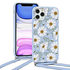 Pnakqil Compatible with Apple iPhone X/XS Case 5.8 inch, Crossbody Adjustable Necklace Lanyard with Fashion Pattern Design Soft Purple TPU Shockproof Protective Case for iPhone Xs, Flower 2