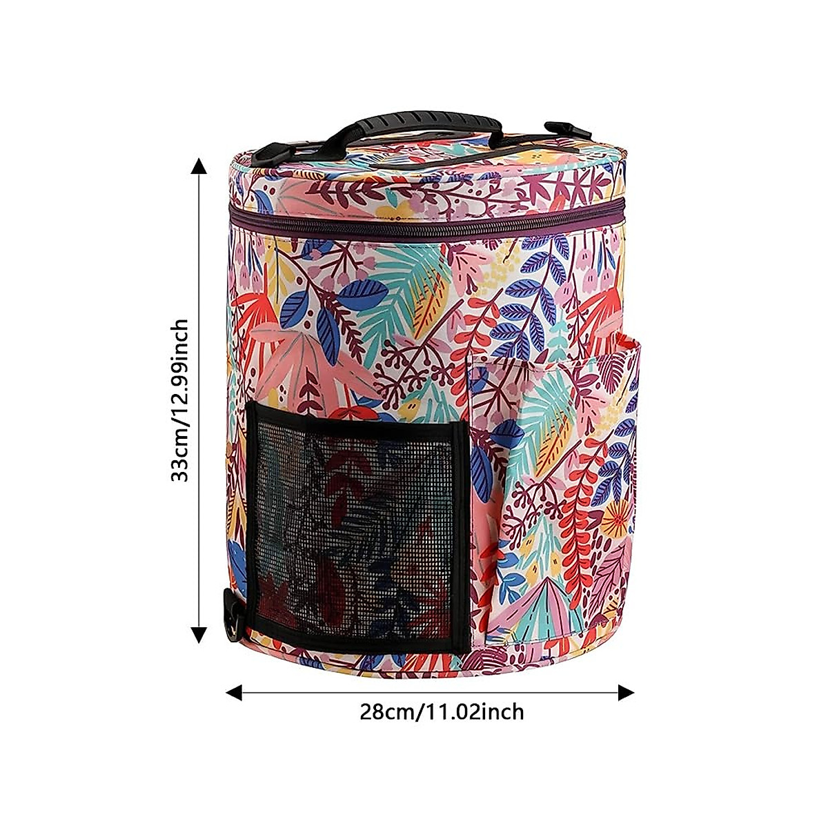 Yarn Bag with Customized Front Compartment for Knitting Accessories, Large Crochet Tote Yarn Organizer Yarn Bowl with Zipper Closure and Shoulder Strap for Crocheting(as Shown,Size:11.02x12.99inch)