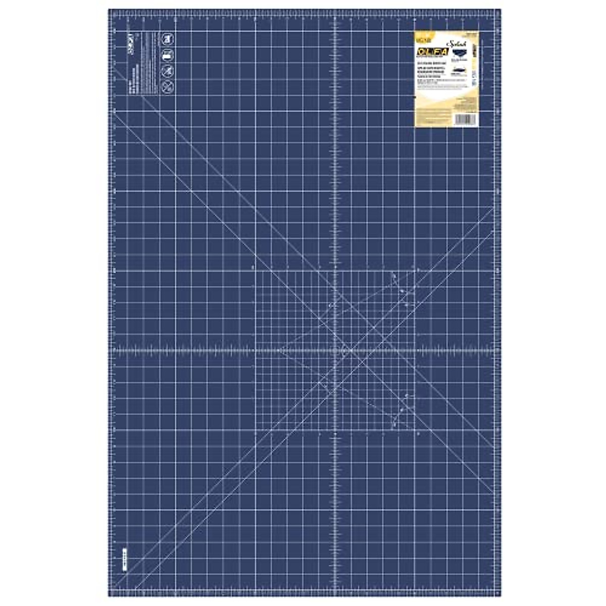 OLFA 24" x 36" Self Healing Rotary Cutting Mat (RM-MG/NBL) - Double Sided 24x36 Inch Cutting Mat with Grid for Fabric, Sewing, Quilting, & Crafts, Designed for Use with Rotary Cutters (Navy)