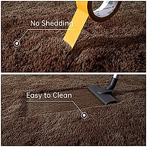 Toneed Fluffy Runner Rug for Bedroom Living Room, 2 x 6 Feet Brown Shaggy Rug Super Soft Modern Indoor Area Rug Fuzzy Plush Carpet for Dorm Nursery Kids Room Home Decorative