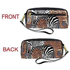 Pencil Case,Pen Pencil Pouch Portable Bag,Stationery Organizer for School,Zebra Leopard Print Decoration
