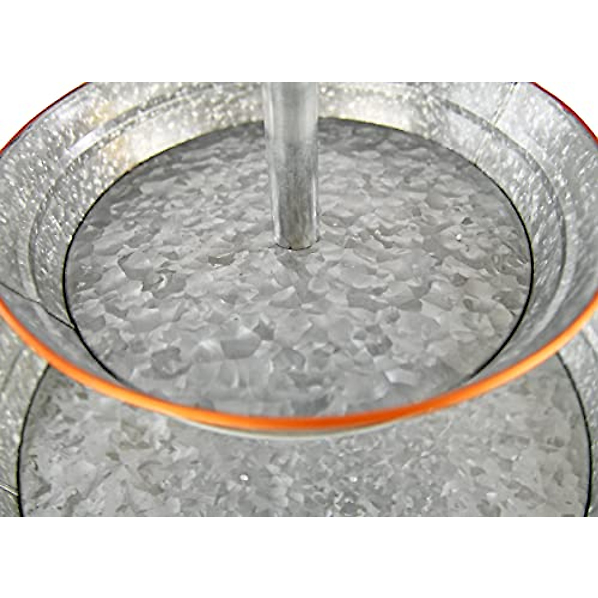 HOME-X Galvanized 3-Tier Stand, Rustic Home Decor, Farmhouse Kitchen Tray, Metal Fruit Stand and Dessert Stand, Tier Party Serving Tray, 17" D x 19 ½” H, Silver