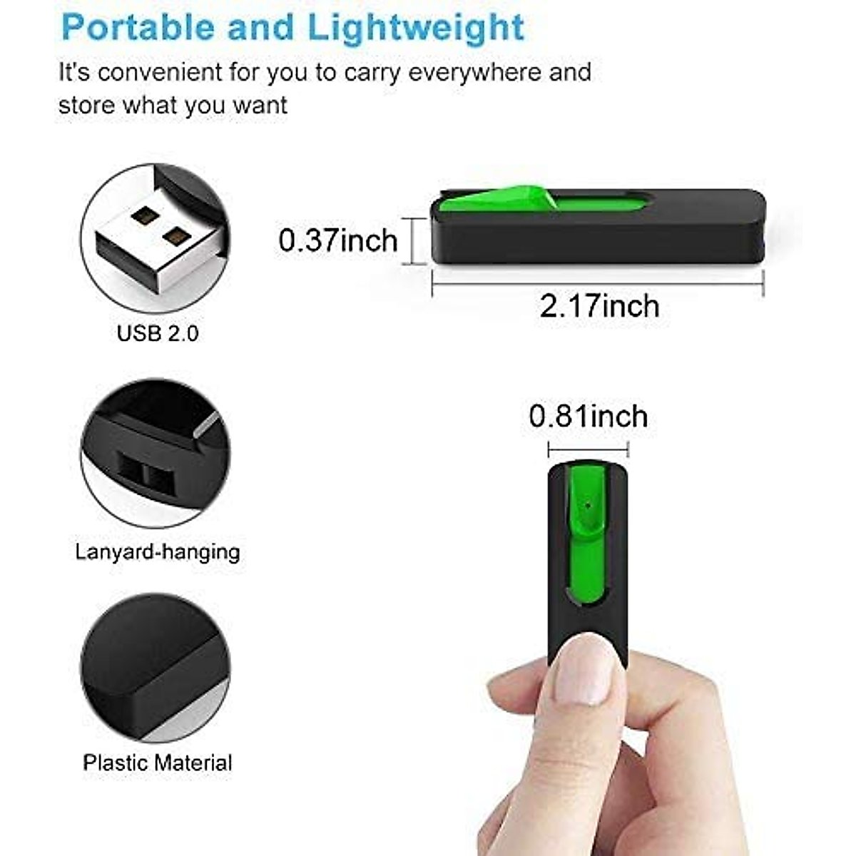 VICFUN 5 Pack 1GB USB Flash Drives USB 2.0 Flash Drive Slide Retractable USB Memory Stick 1G Data Storage