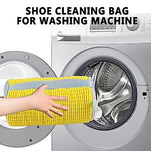 Dymeist 2pcs Shoe Wash Bag Home Machine Washing Anti-Distortion Shoe Wash Bag Reusable Shoe Bag Care Bag(Grey and Yellow)