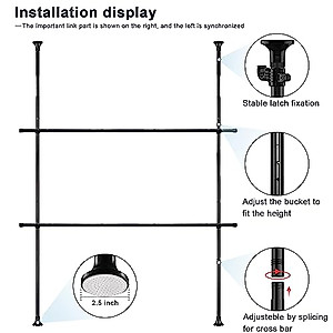 HOSKO Floor to Ceiling Clothes Rack, 2-Tier Adjustable Clothing Rack, Heavy Duty Free-Standing Garment Racks for Hanging Clothes, Tension Rod Garment Rack Closet Organizer System