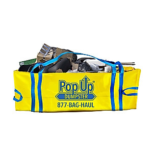 Pop Up Dumpster Bag - Yellow Flexible Dumpster Bag 3 cubic yards and holds up to 3,500 lbs, Waste Bag Heavy Duty