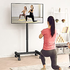 Perlegear Mobile TV Cart, Rolling TV Stand for 13-50 inch TVs with 30° Tilt Universal TV Cart for LED/LCD/OLED TV Height Adjustable Floor TV Stand Holds 44lbs Portable Monitor Stand Max VESA 200x200mm