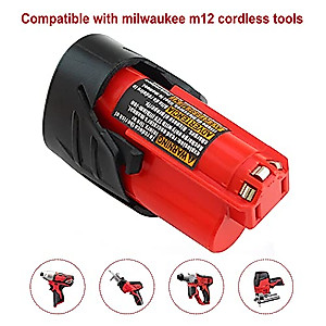 Dosctt 2 Pack 3.0Ah 12V Replacement Battery Compatible with Milwaukee m12 Battery XC Lithium 48-11-2401 48-11-2402 48-11-2411 48-11-2420 48-11-2440