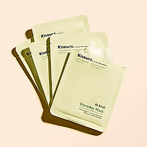 Knours Be Kind Everyday Mask (5ct) | 99% Natural Ingredients Hydrating + Soothing + Revitalizing + Relaxing Effect Facial Nourishing Sheet Mask (EWG Verified Clean Beauty)