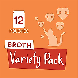 WholeHearted Flavor-Boosting Wet Cat Meal Topper Broths Variety Pack, 1.4 oz, Count of 12