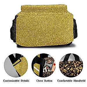 Zaaprint Golden Bling Waterproof Cheer Cheerleaders Backpack Bookbag with Name for Birthday Holiday Gift
