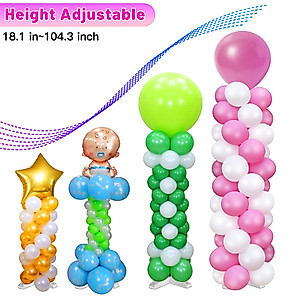 Toosci 2 Sets Balloon Column Stand and Balloon Pump, Adjustable Metal 9 Feet Balloon Stands for Floor, Balloon Column kit for Baby Shower Graduation Birthday Wedding Party