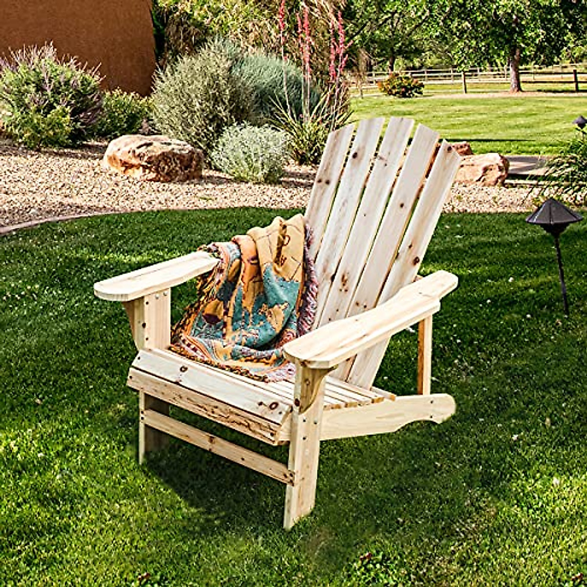 PatioFestival Wood Adirondack Chair Lounger Chair Outdoor Furniture for Yard,Patio,Garden Natural Finish,Set of 2