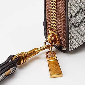 GUESS womens Zadie Logo Large Zip Around Wallet, Latte Logo Python, one size US