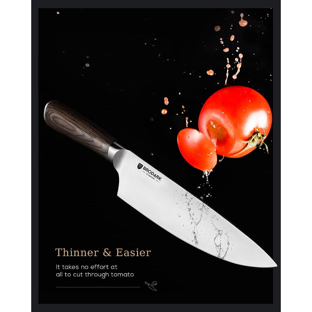 BRODARK Chef Knife Set Professional 4-Pieces kitchen knife, Ultra Sharp German Stainless Steel Knife with Kitchen Shears, Ergonomic Handle Full Tang Forged Gift with Premium Box