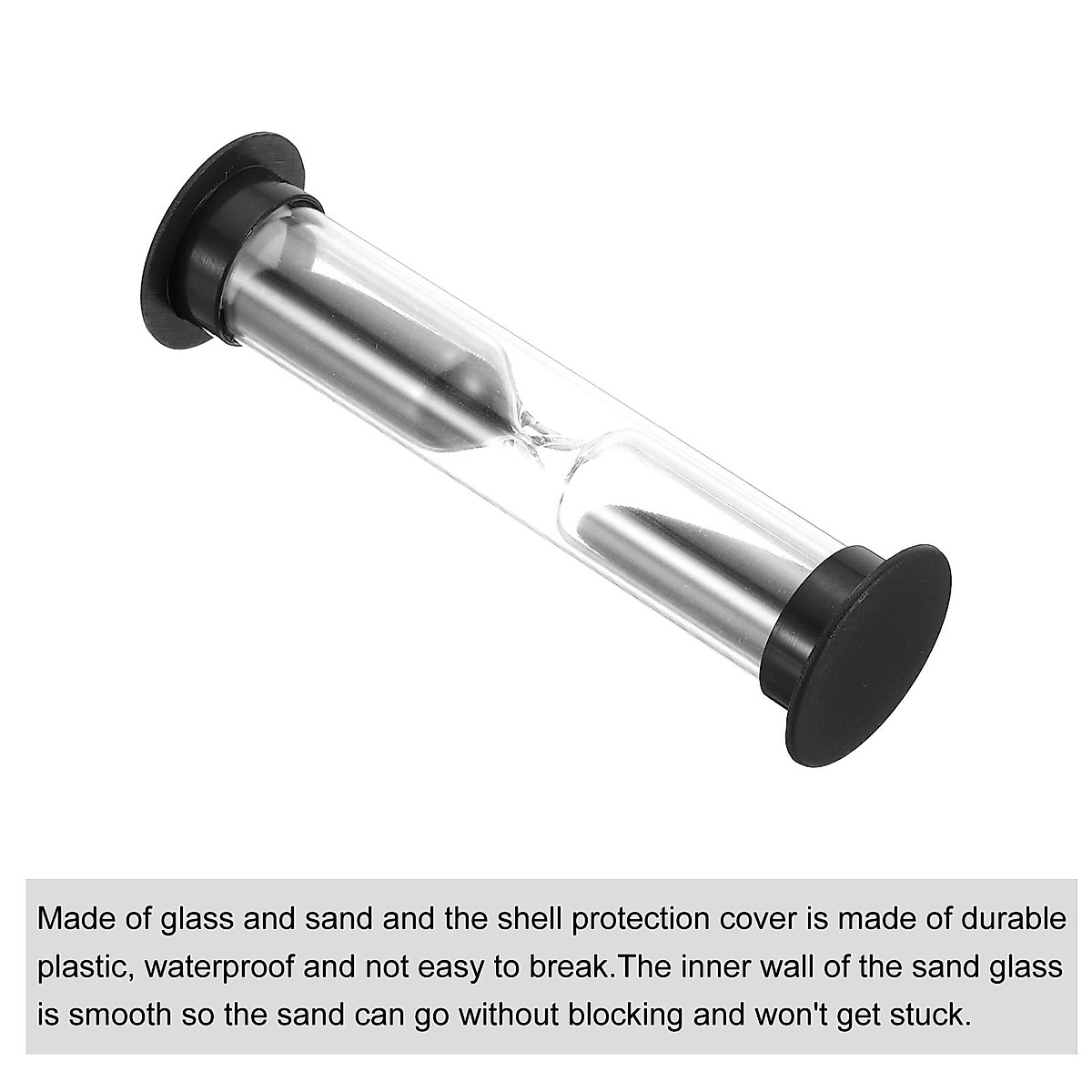 PATIKIL 3 Minute Sand Timer, 4Pcs Small Sandy Clock with Plastic Cover, Count Down Sand Glass for Games, Kitchen, Party Favors DIY Decoration, Black