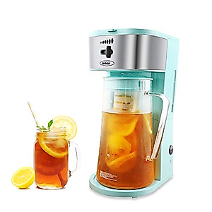 Sunvivi Iced Tea Maker with 3 Quart Glass Pitcher, Iced Coffee Maker Brewing System with Strength Selector, Infusion Pitcher for for Ground Coffee, Taste Customization, Green