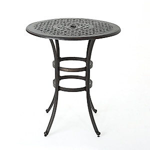 Christopher Knight Home Alfresco Outdoor 37" Cast Aluminum Round Bar Table, Bronze