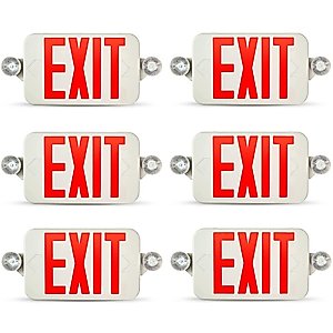 Ciata Lighting Emergency Exit Lights with Battery Backup - High Visibility Fire Exit Signs - Universal Emergency Lights for Business or Residential - Rechargeable Exit Sign Battery Included - 6 Pack