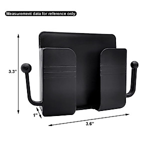 BlingKingdom Self-Adhesive Wall Mount Phone Holder with Hooks Phone Stand Charging Holder for Smartphones Cellphone Bracket Phone Holder for Wall Home Office RV for iPhone and Android (Black)