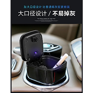 Ashtray car ashtray double-layer automatic smoke exhaust windproof ashtray with light car trash can-BLUE
