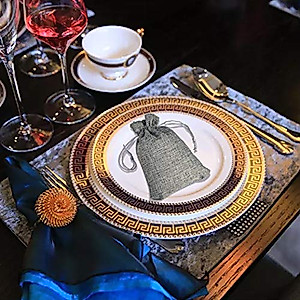 Tayfremn 45pcs Burlap Drawstring Bags Burlap Favor Bags Small Gray Burlap Bags, Burlap Party Favor Bags Drawstring Jewelry Pouch Treat Bags Craft Bags for Wedding Party Birthday Christmas DIY Craft