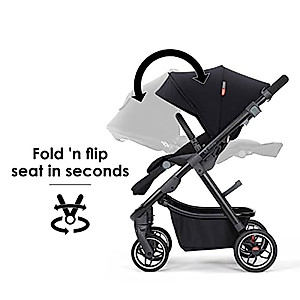 Diono Excurze Baby, Infant, Toddler Stroller, Perfect City Travel System Stroller and Car Seat Compatible, Adaptors Included Compact Fold, Narrow Ride, XL Storage Basket, Black Midnight
