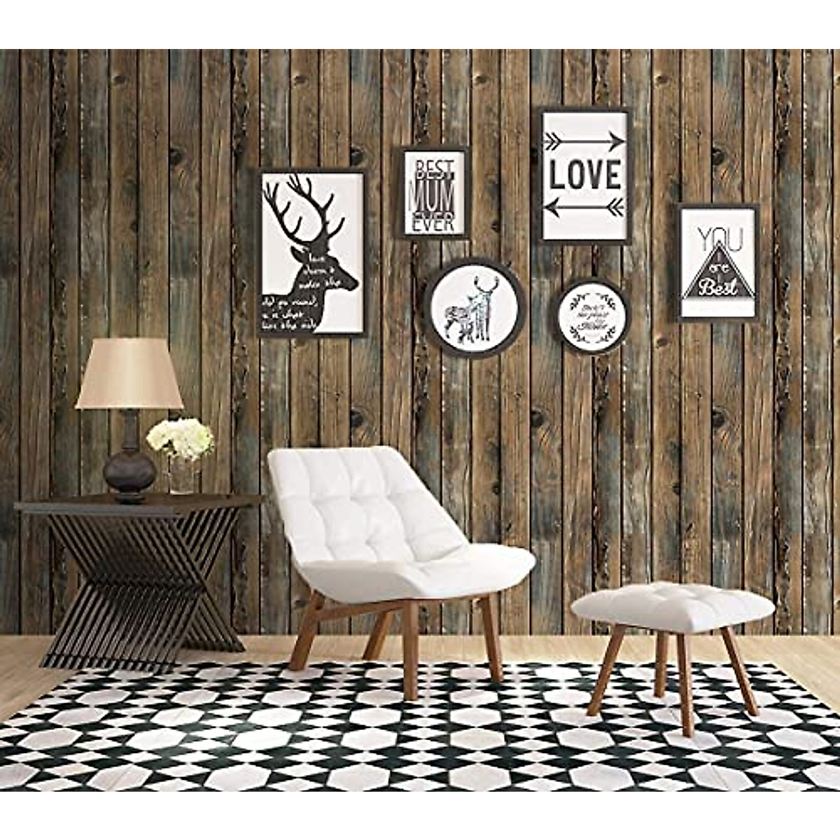 Distressed Wood Wallpaper Contact Paper 17.71In X 196In Self-Adhesive Vintage Wood Wallpaper Peel and Stick Reclaimed Wallpaper Vinyl Waterproof Removable Rustic Wood Wallpaper for Shelf